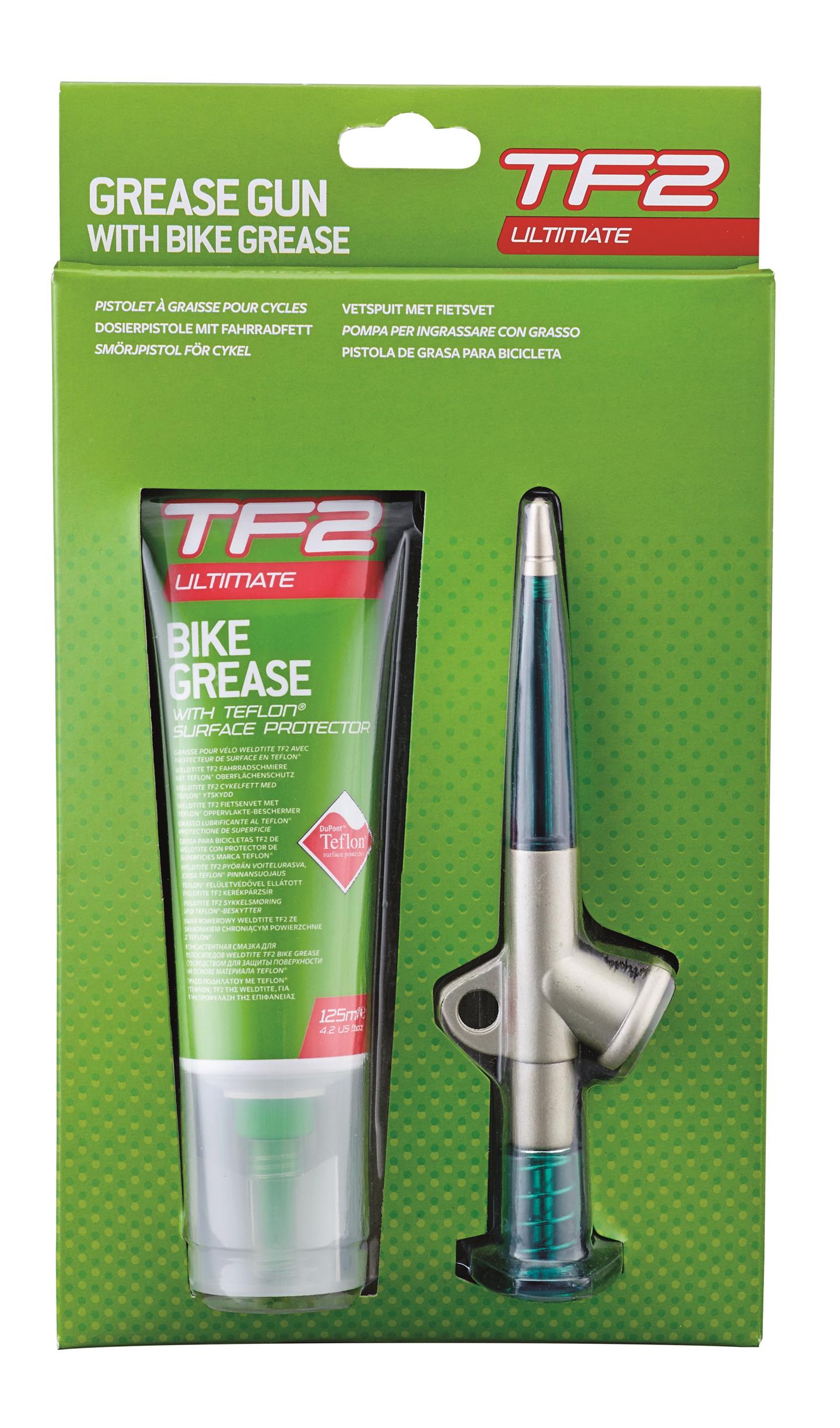 Weldtite Grease Gun og Bike Grease Teflon 125ml | Sykkelkomponenter.no