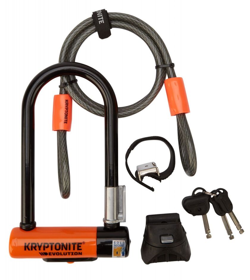 Kryptonite Evolution Mini 7 Bøylelås og Wire | Sykkelkomponenter.no